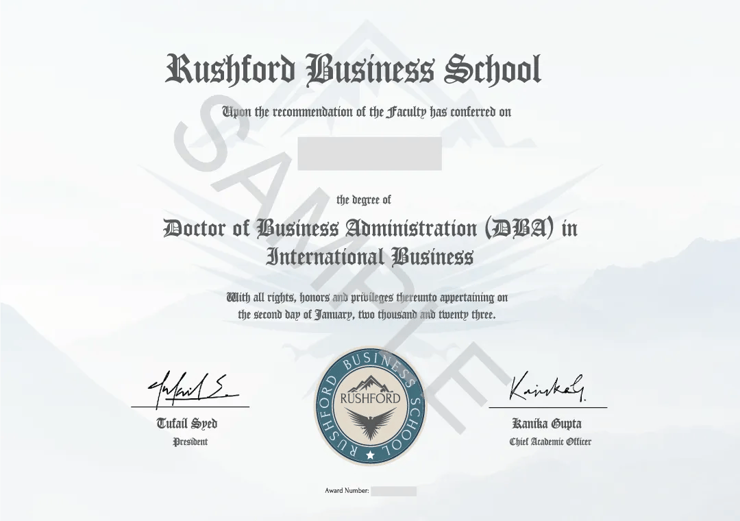 Doctorate of Business Administration from Rushford Business School ...